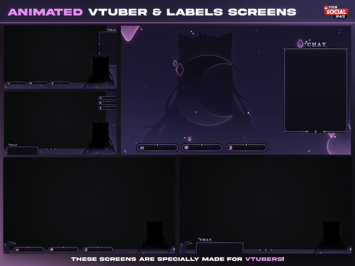 ANIMATED Goth Twitch Overlay | Witchy Twitch Overlay | Vtuber Overlay Pack | Celestial Gothic ...