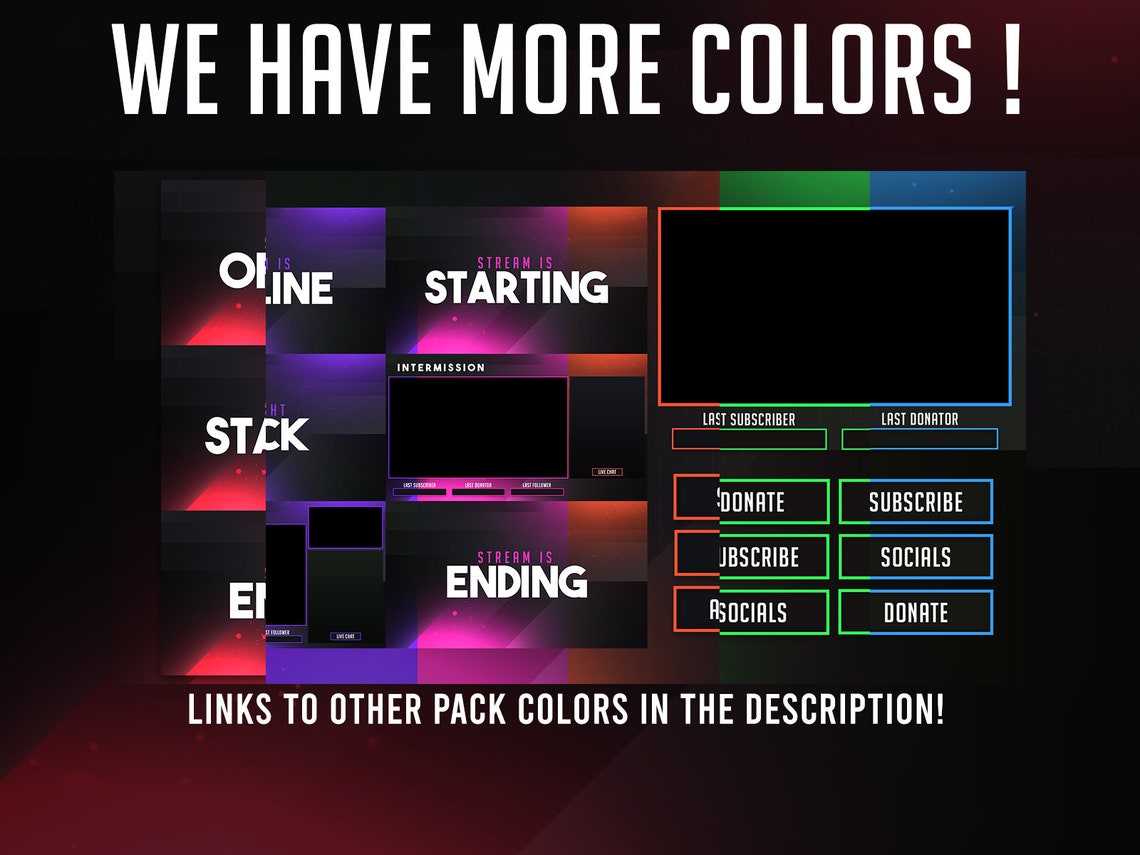 Animated Red Overlay Package | Red Twitch Overlay Pack | Scenes ...