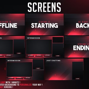 Animated Red Overlay Package | Red Twitch Overlay Pack | Scenes ...