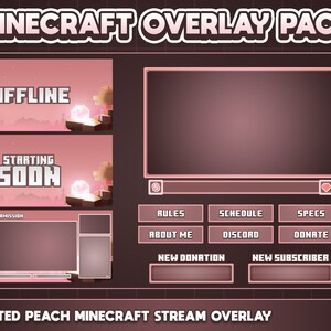 ANIMATED Minecraft Twitch Overlay Pack | Minecraft PEACH Package ...