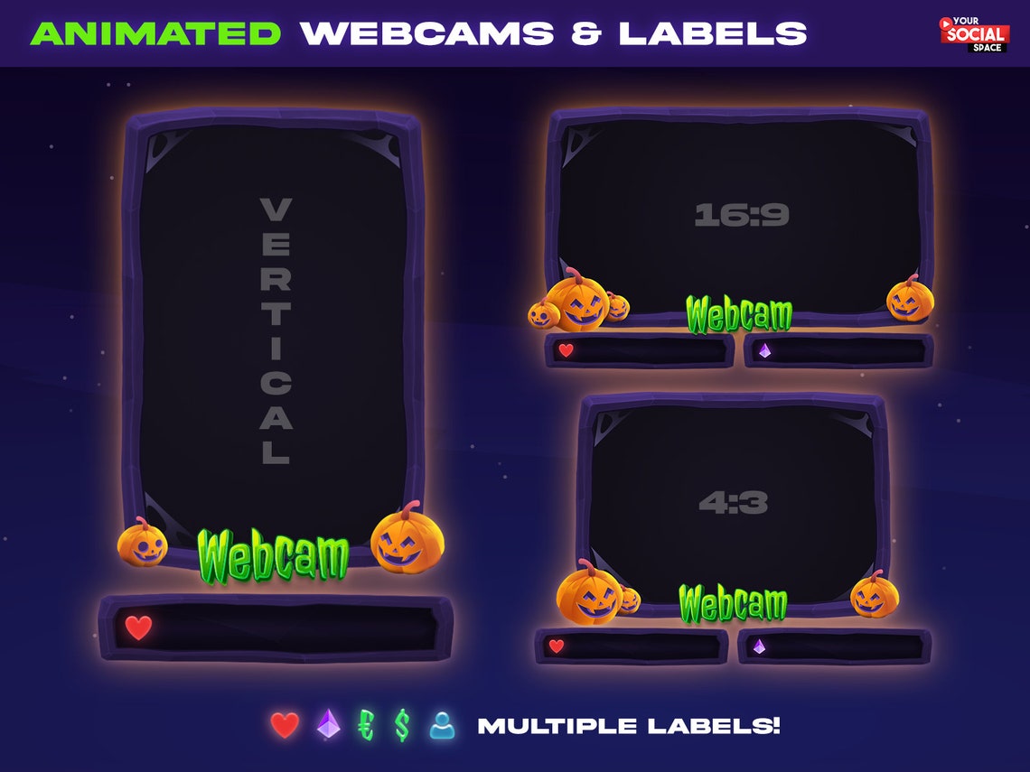 ANIMATED Halloween Stream Overlay | Animated Pumpkin Twitch Overlay ...