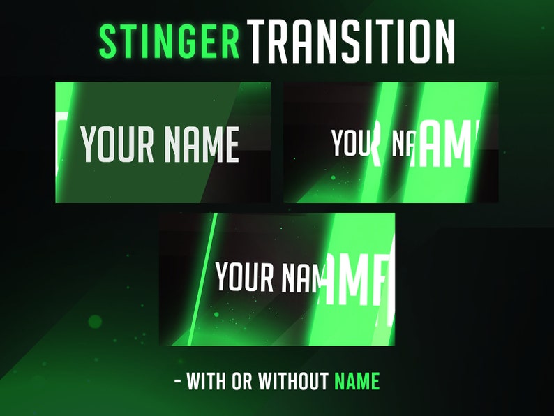 Animated Gaming Green Stream Overlay Package: Twitch, Youtube, Facebook ...