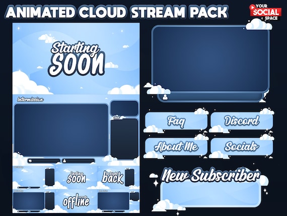 Animated Clouds Sky Twitch Overlay Package Clouds With Blue - Etsy
