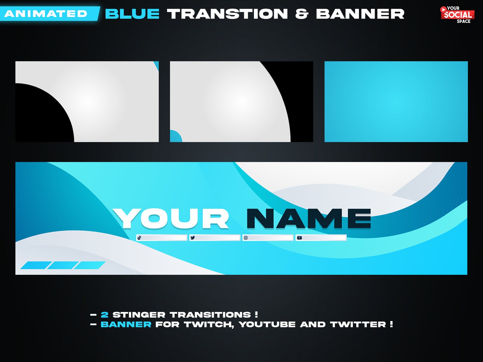 Animated Blue Twitch Overlay Package | Blue Twitch Overlay Animated ...