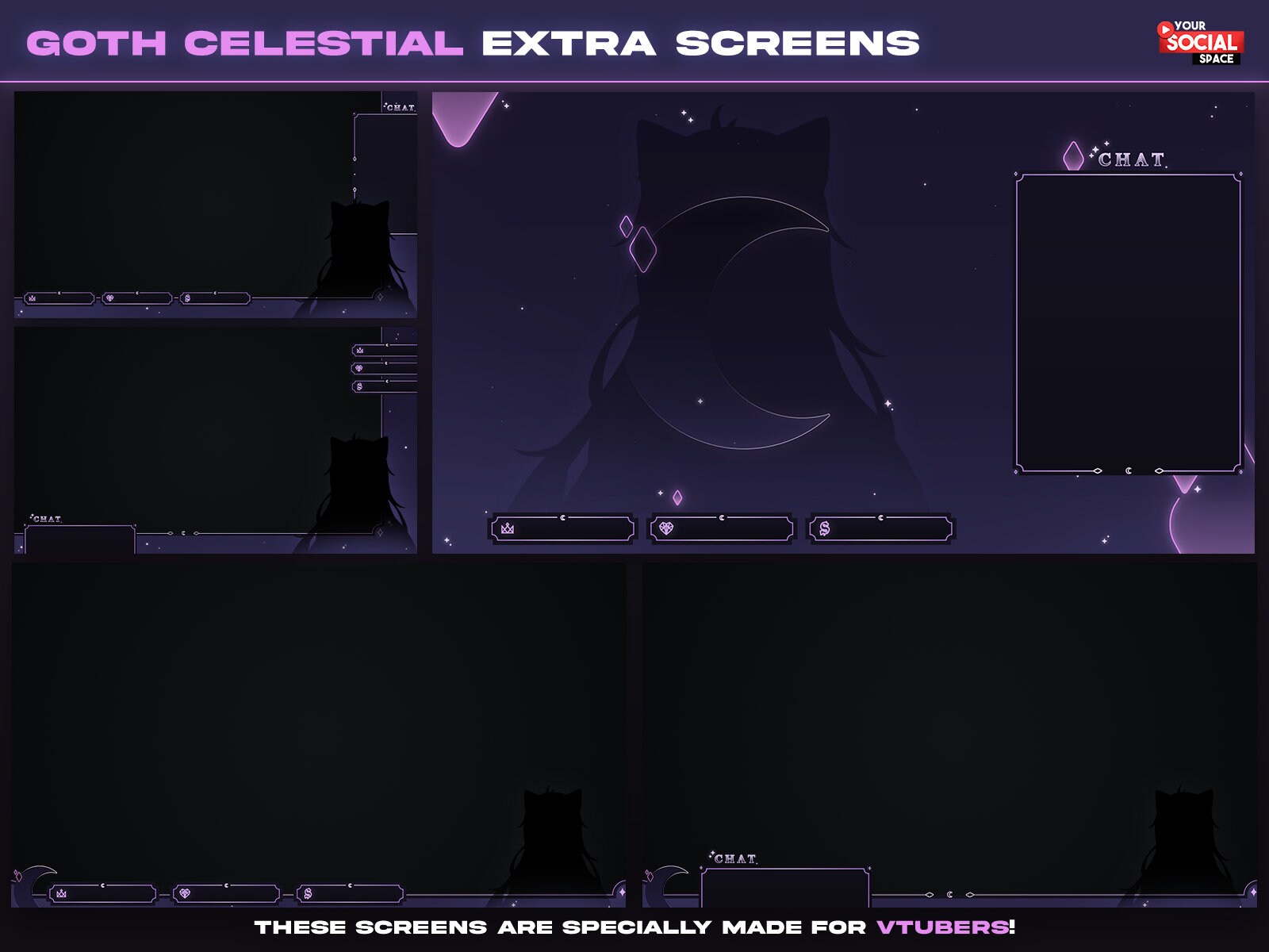 Goth Celestial Twitch Overlay: Vtuber Stream Package - Etsy