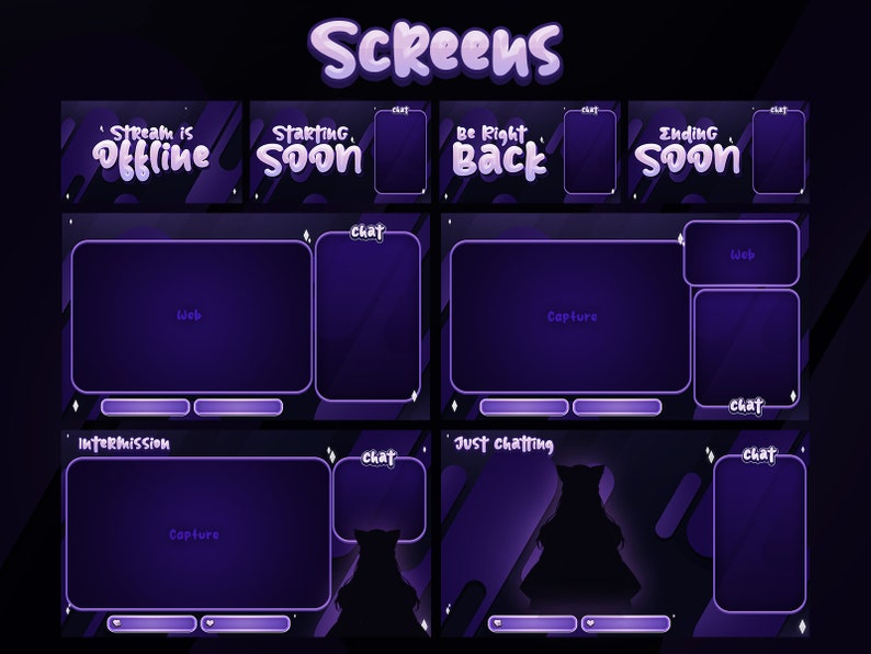 Purple Twitch Package Purple Twitch Overlay Purple Stream Package ...