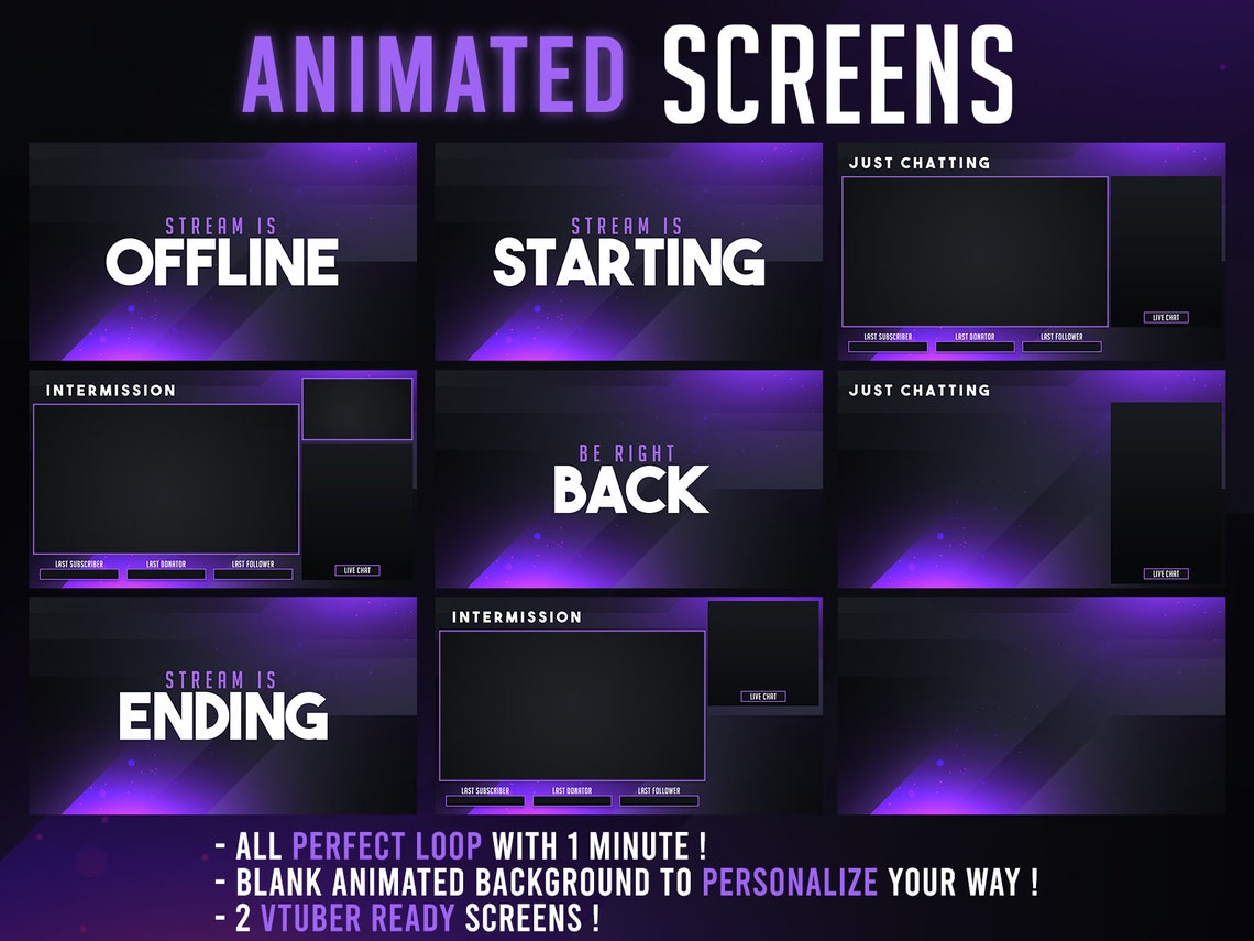 ANIMATED Purple Twitch Full Package | Purple Live Pack | Simple Purple ...