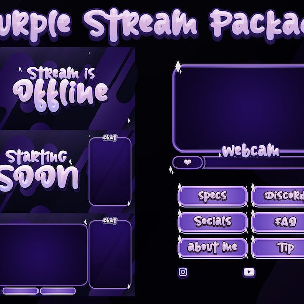 ANIMATED Minecraft Twitch Overlay Pack Minecraft Night Package ...