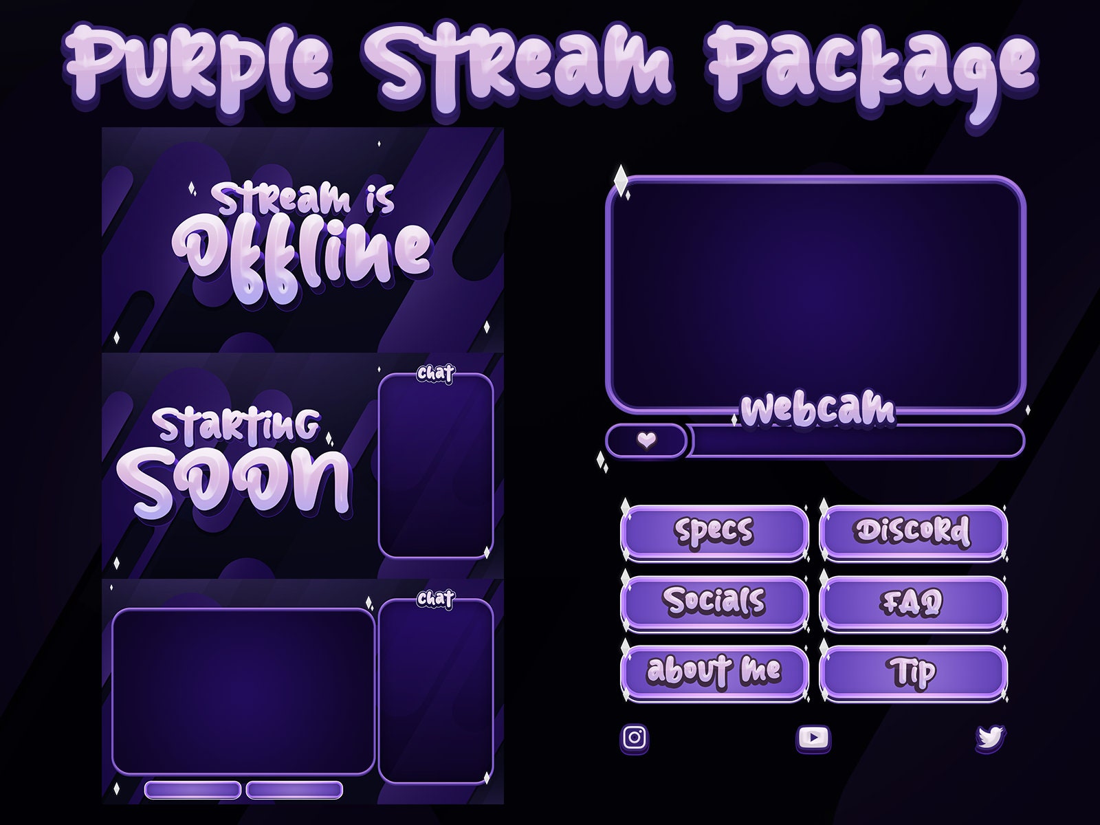 Purple Twitch Package Purple Twitch Overlay Purple Stream Package ...