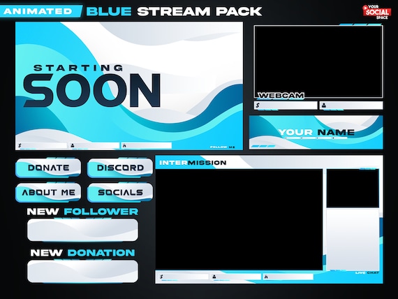 Animated Blue Twitch Overlay Package Blue Twitch Overlay - Etsy Australia