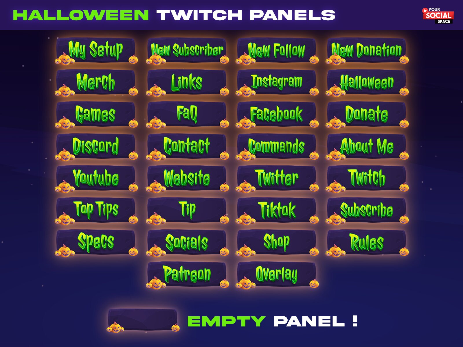 ANIMATED Halloween Stream Overlay | Animated Pumpkin Twitch Overlay ...