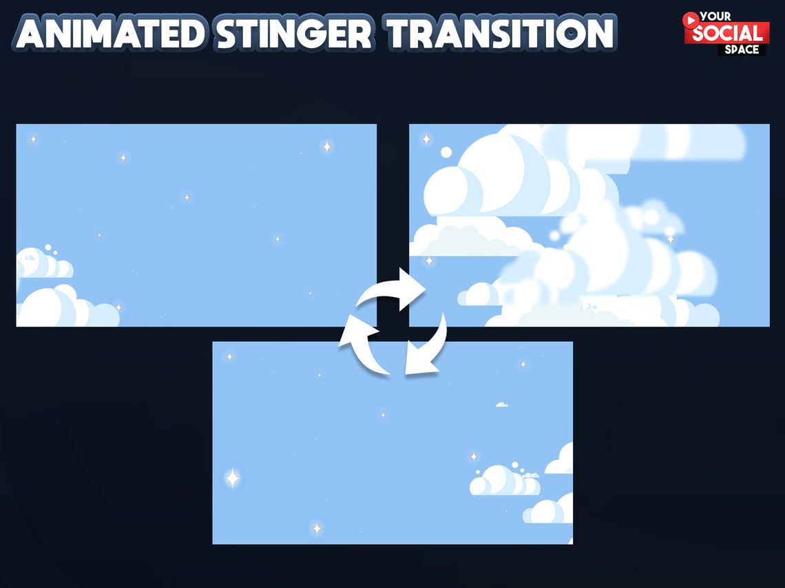 Animated Clouds Sky Twitch Overlay Package | Clouds With Blue Sky ...