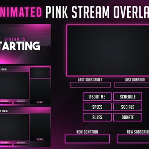 ANIMATED Pink Twitch Full Package | Pink Live Pack | Simple Pink Stream ...