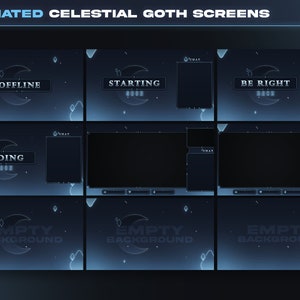 ANIMATED Vtuber Twitch Overlay | Blue Gothic Stream Package | Horror Witchy Overlay | Spooky ...