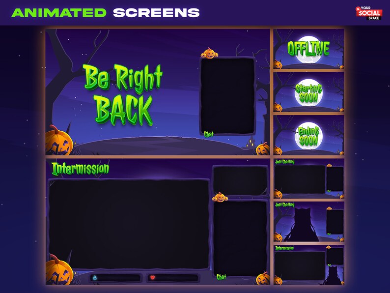 ANIMATED Halloween Stream Overlay | Animated Pumpkin Twitch Overlay ...