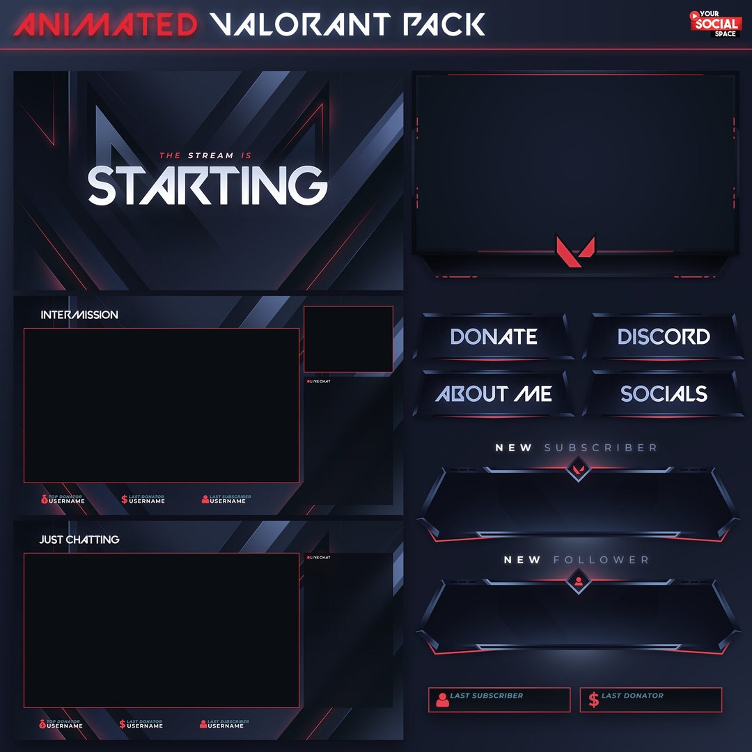ANIMATED Valorant Stream Overlay | Valorant Live Stream Pack | Red ...
