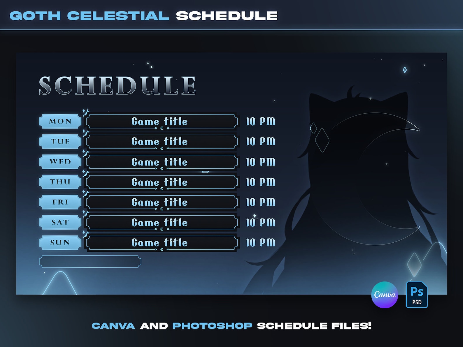 ANIMATED Vtuber Twitch Overlay | Blue Gothic Stream Package | Horror ...