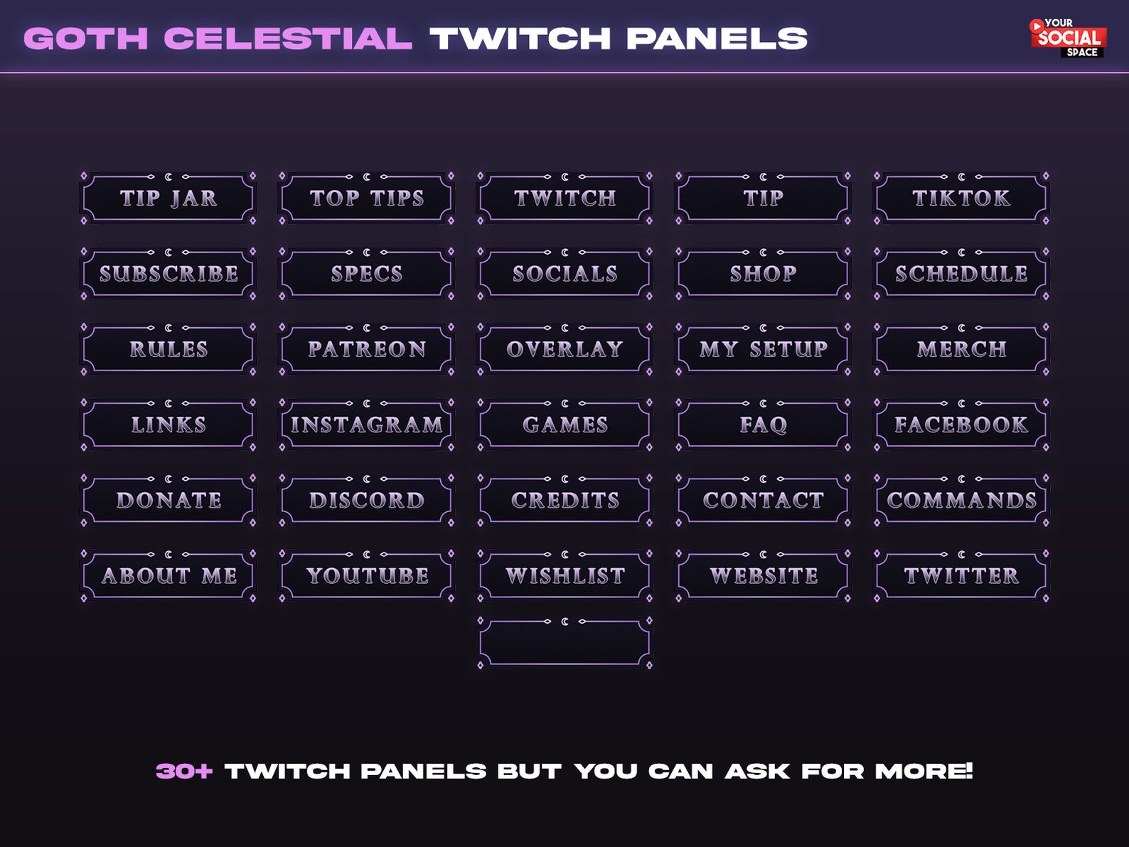 ANIMATED Goth Twitch Overlay Witchy Twitch Overlay Vtuber - Etsy