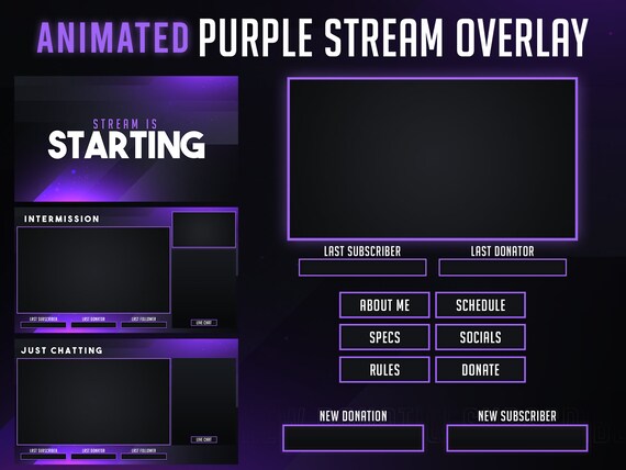 ANIMATED Purple Twitch Full Package Purple Live Pack - Etsy