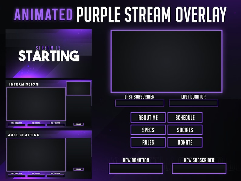 ANIMIERTE Lila Twitch Komplettpaket | Lila Live Pack | Einfache Purple ...
