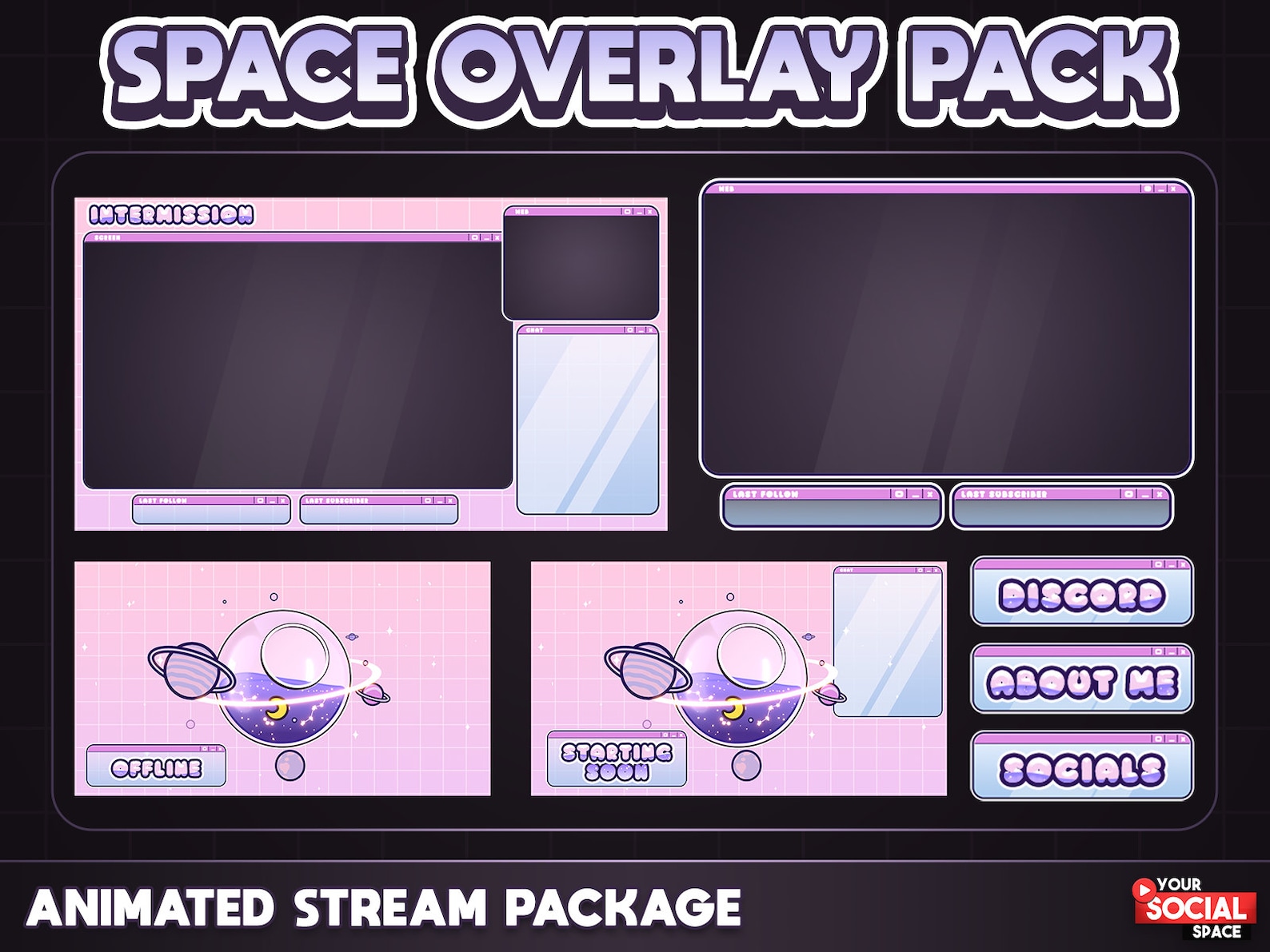 ANIMATED Cute Galaxy Twitch Overlay | Aesthetic Celestial Stars Space ...