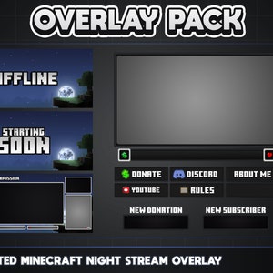 ANIMATED Minecraft Twitch Overlay Pack | Minecraft Night Package ...