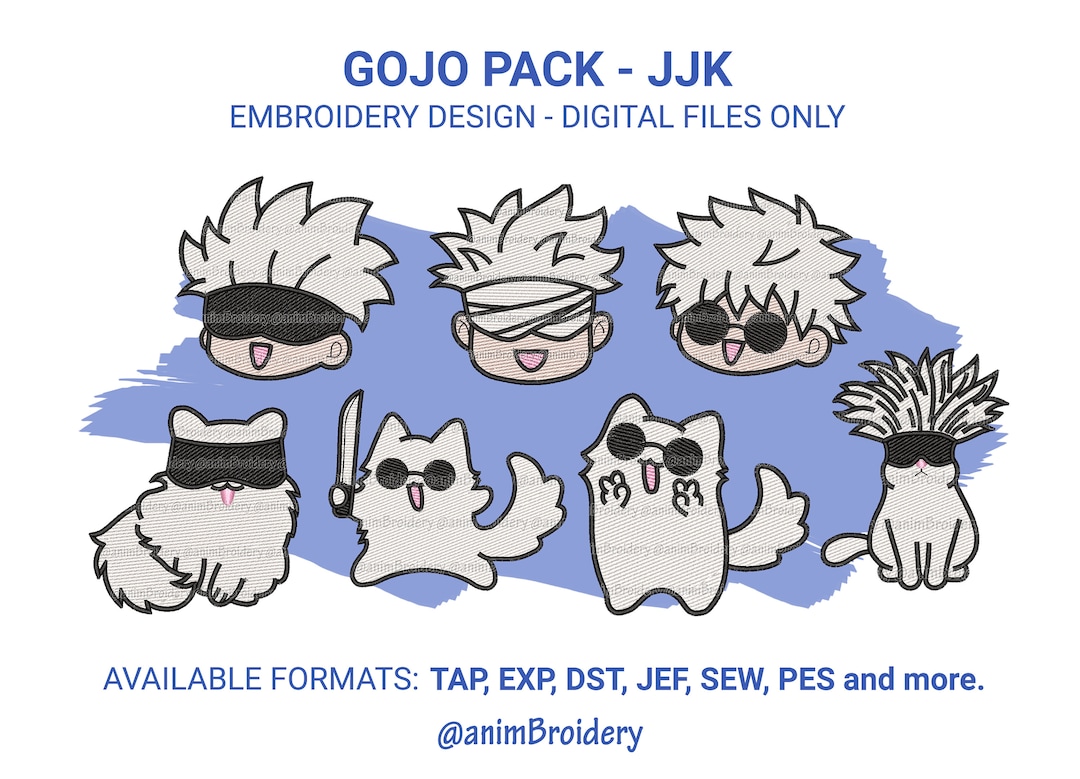 Anime Embroidery Design Pack, Machine Embroidery File, Anime Fan Art ...
