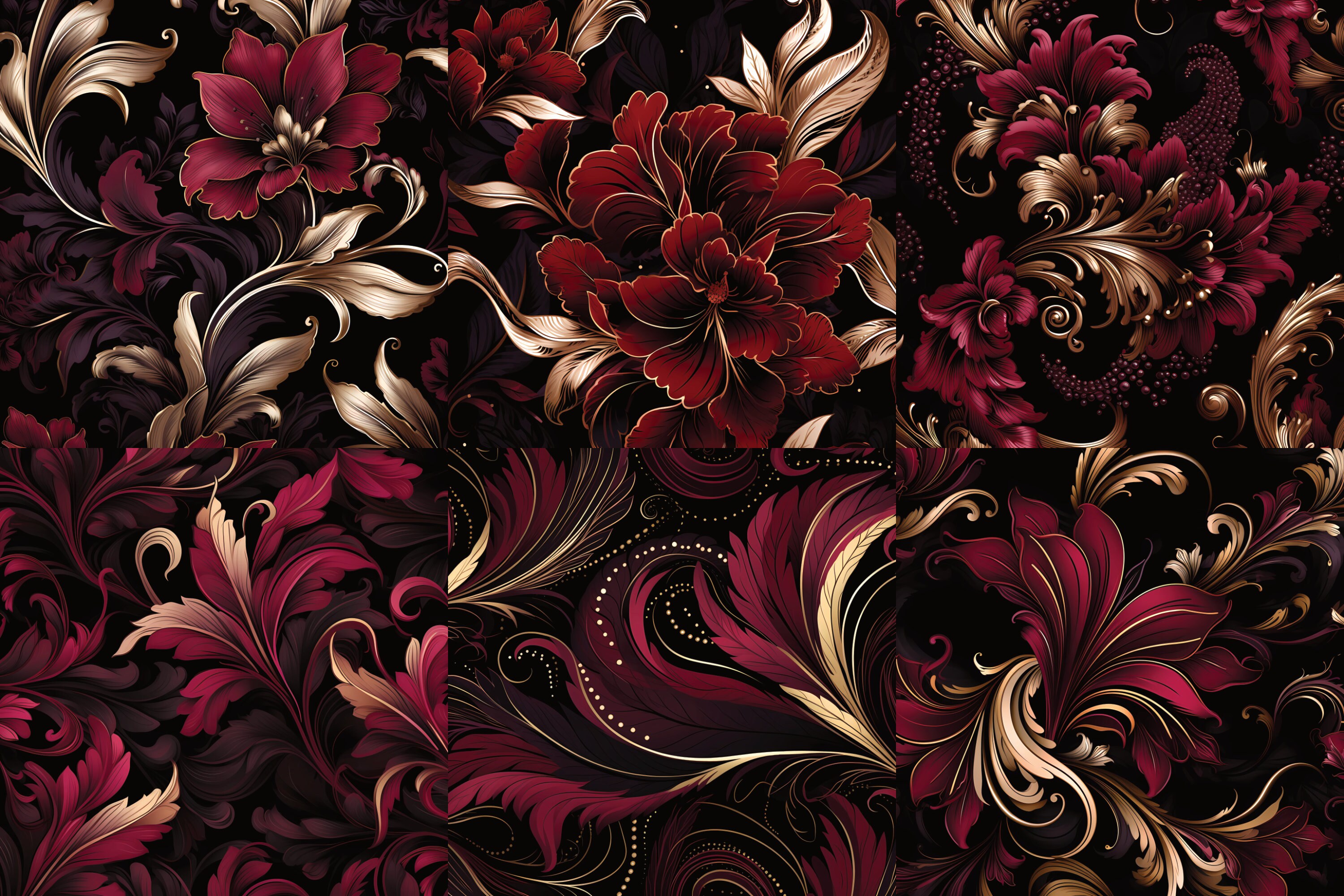 Burgundy Gold Digital Paper: 50 Opulent Textures (PNG, 3600x3600 Px) - Etsy