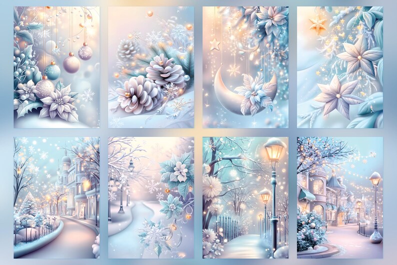 Light Blue Christmas Digital Paper: Winter Holiday Scrapbook & Crafts ...