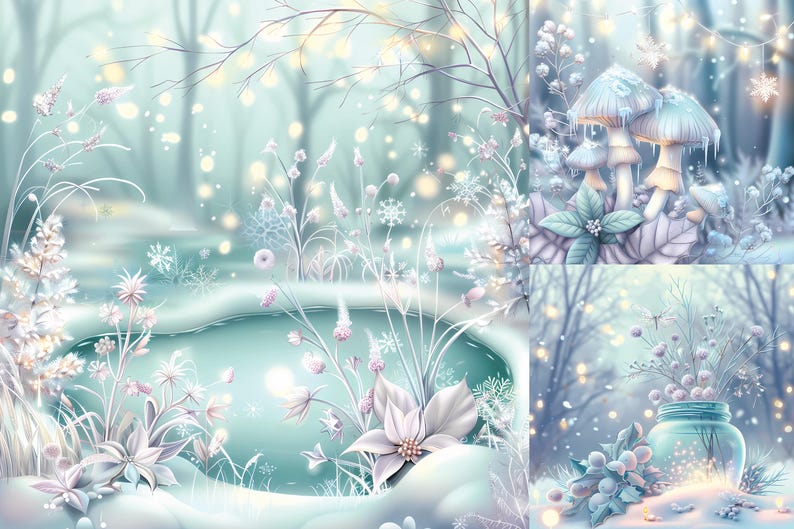 Enchanted Winter Forest Printable Digital Paper Downloads for ...