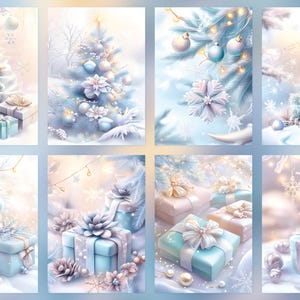 Light Blue Christmas Digital Paper: Winter Holiday Scrapbook & Crafts ...