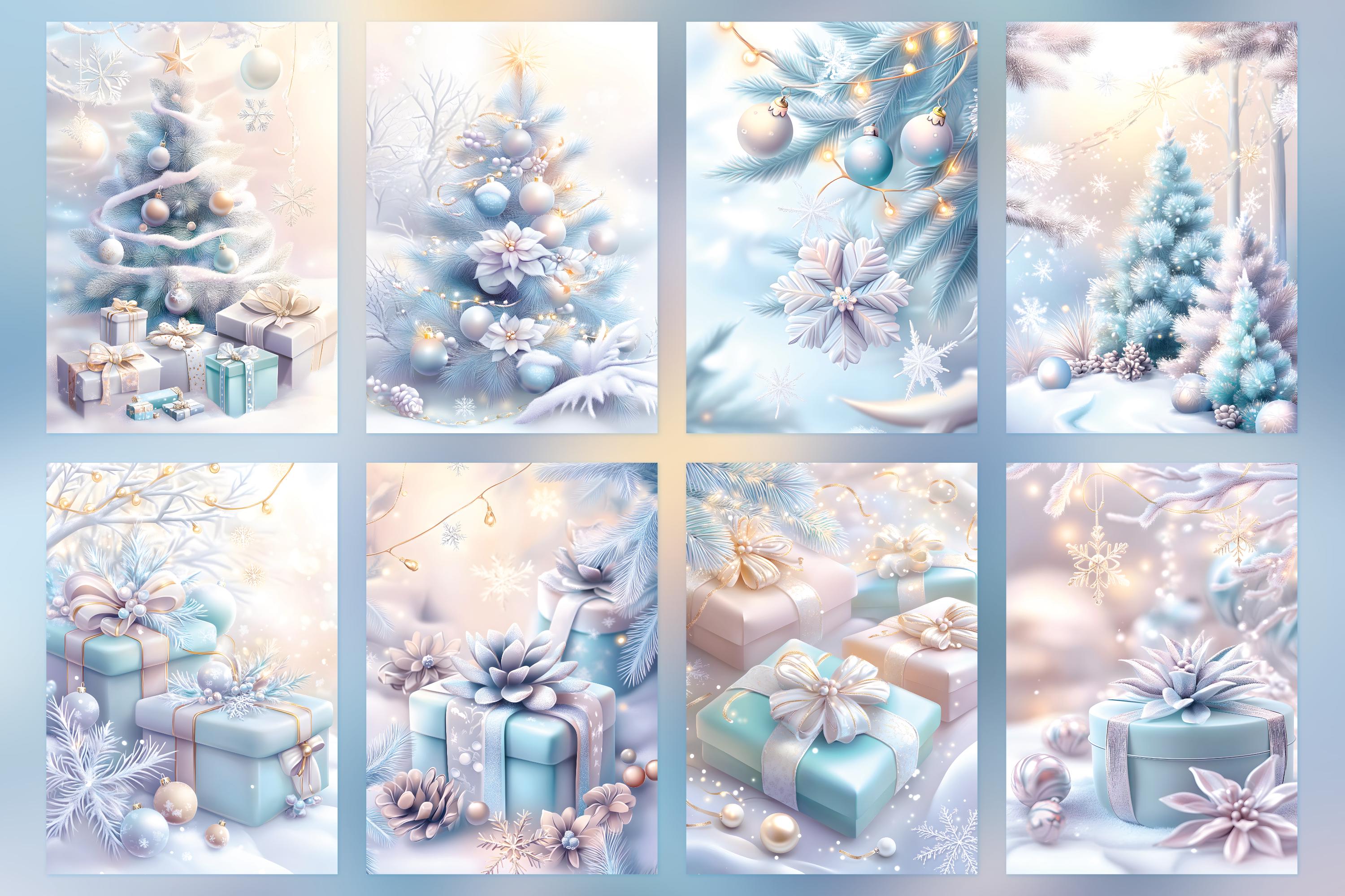 Light Blue Christmas Digital Paper: Winter Holiday Scrapbook & Crafts ...