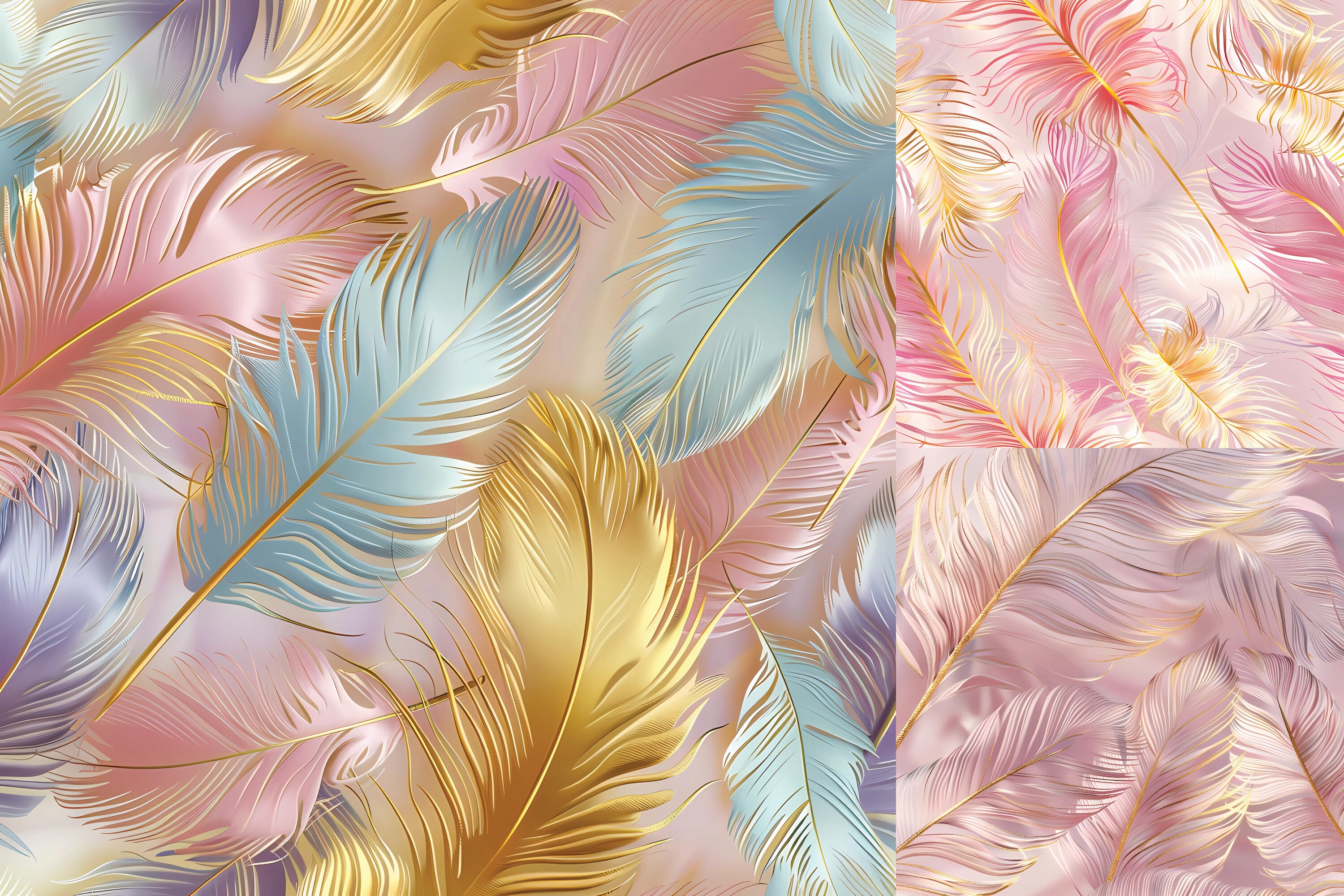 Pastel Feather Pattern Digital Papers: Scrapbook, Cards (commercial Use ...