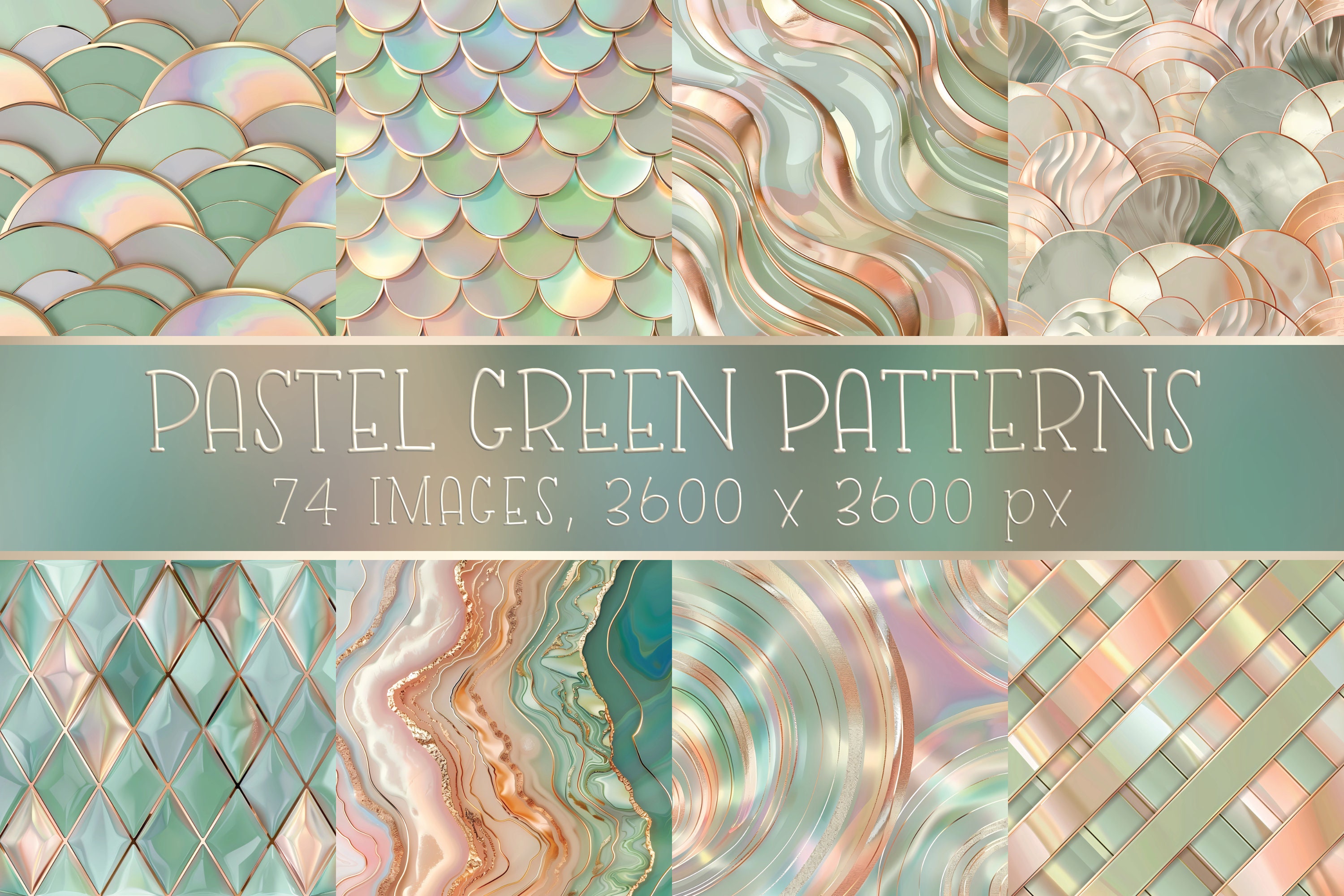 Pastel Green Pattern Printable Digital Papers for Scrapbooking ...