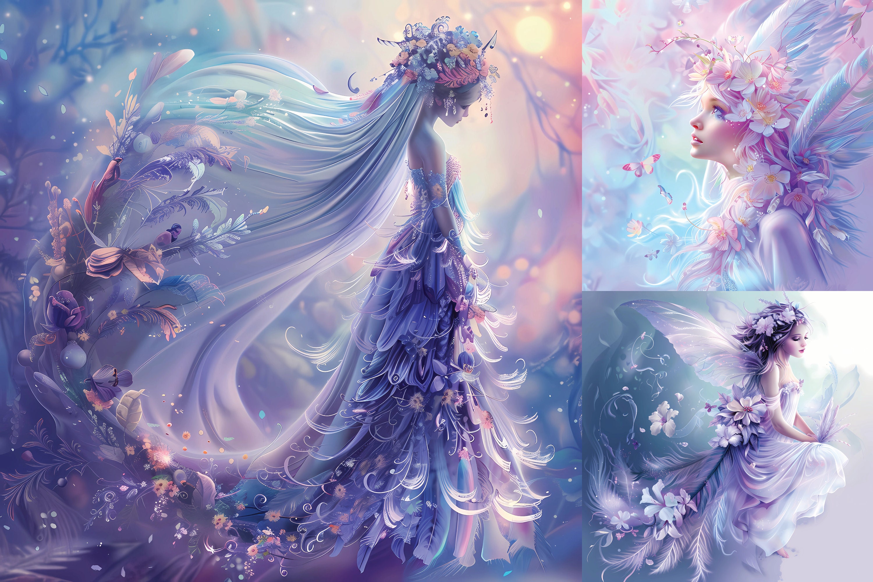 Dreamy Fairy Printable Digital Paper Downloads for Scrapbooks, Albums ...