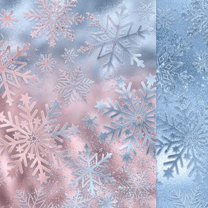 Pastel Snowflake Pattern Digital Papers: Christmas Winter Background ...