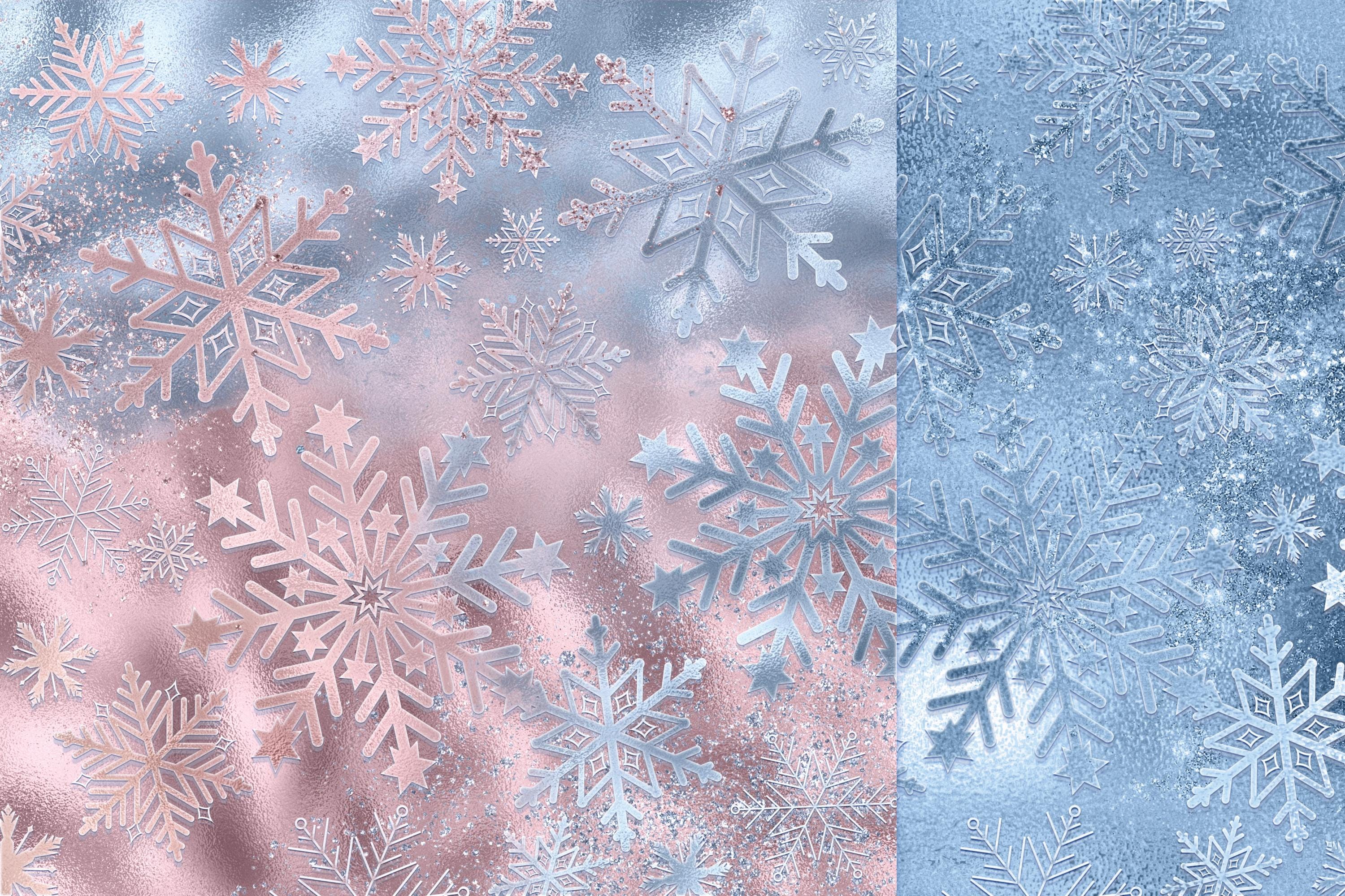 Pastel Snowflake Pattern Digital Papers: Christmas Winter Background ...