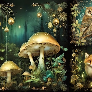 Enchanted Forest Printable Digital Papers for Scrapbooking, Ephemera ...