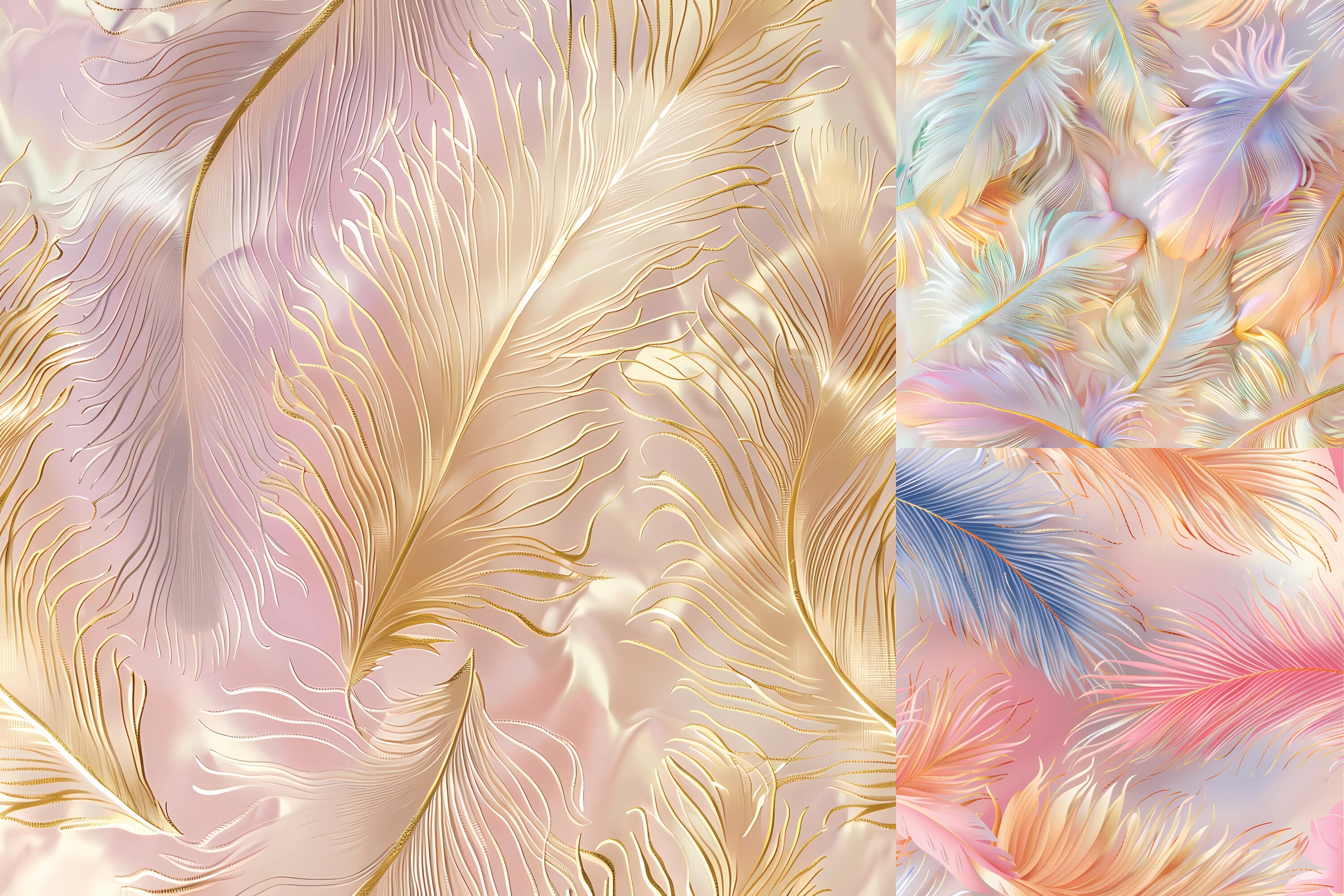 Pastel Feather Pattern Printable Digital Papers for Covers, Banners ...