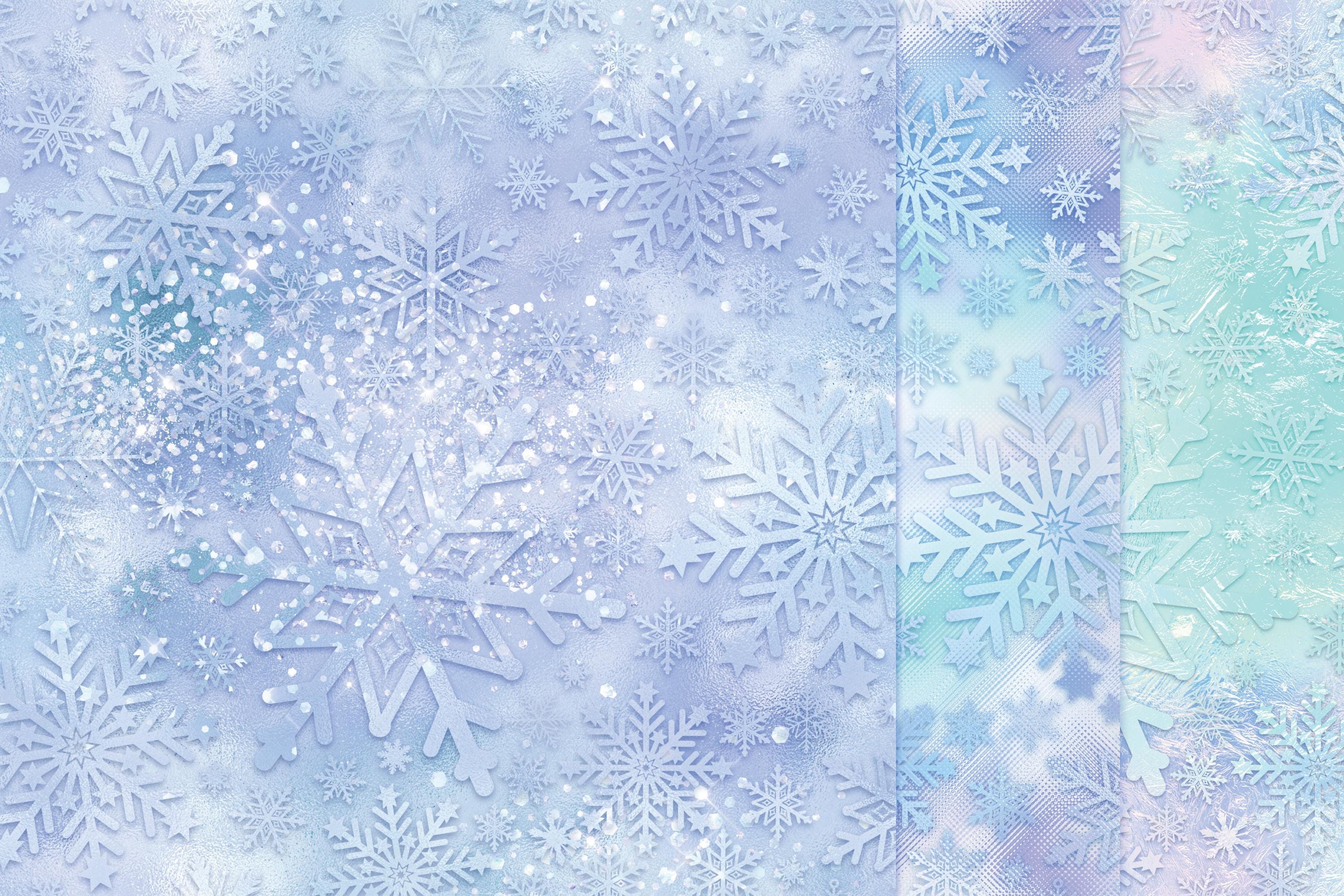 Festive Snowflake Digital Papers, Pastel Winter Patterns, Holiday ...
