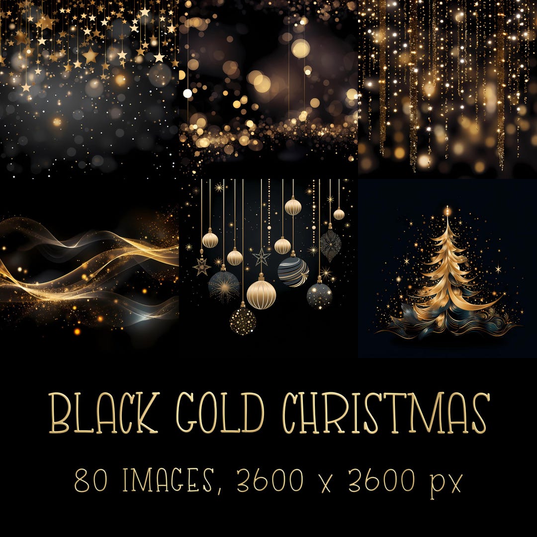Black Gold Christmas Digital Papers: Luxurious Holiday Backgrounds ...