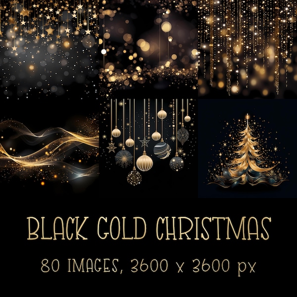 Black and Gold Holiday Postcard - Etsy UK