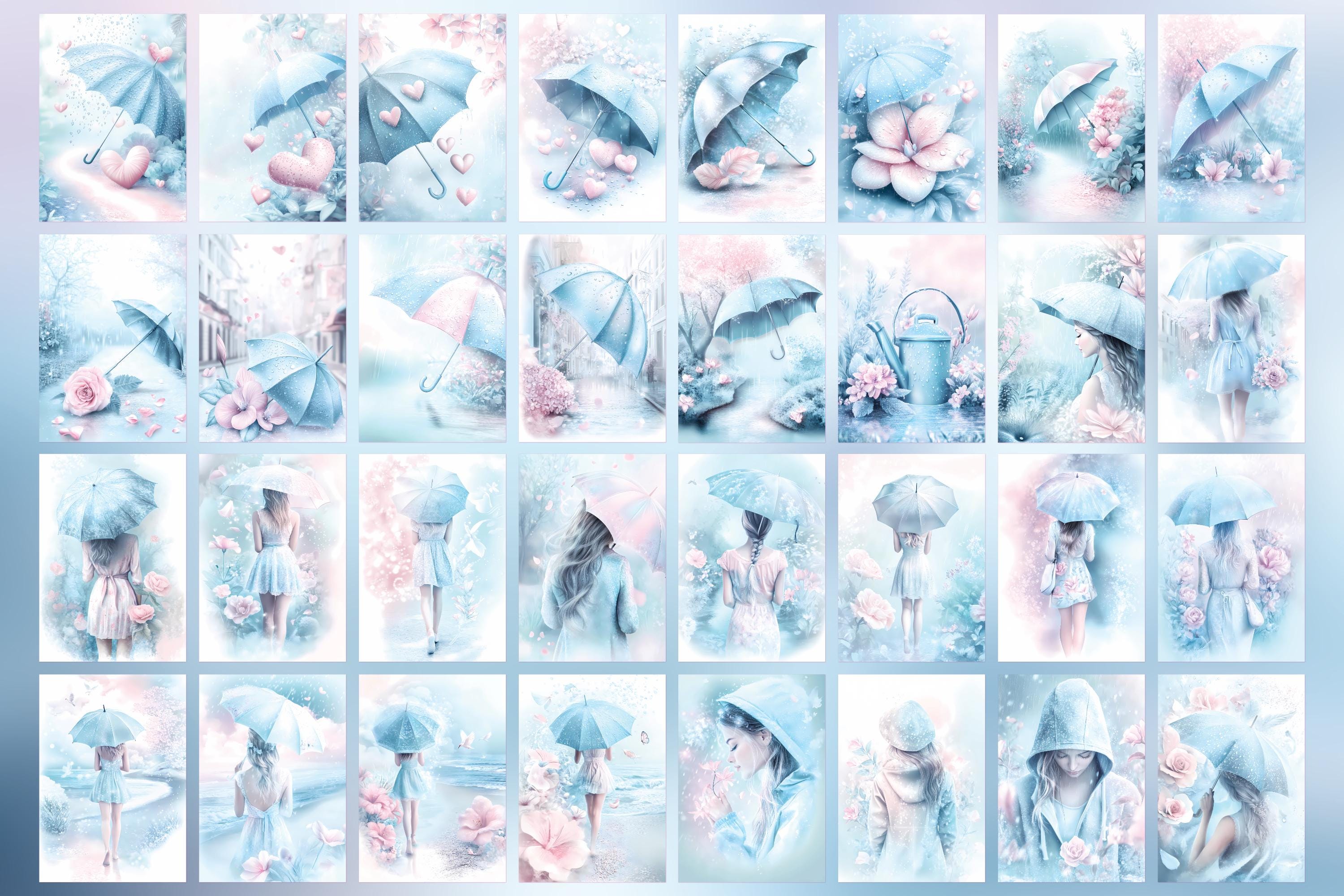 Rainy Day Junk Journal Pages | Printable Digital Paper Kit for Crafts ...