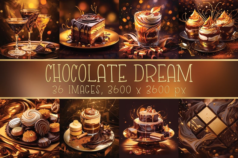 Chocolate Desserts Printable Digital Papers for Scrapbooking, Journals ...