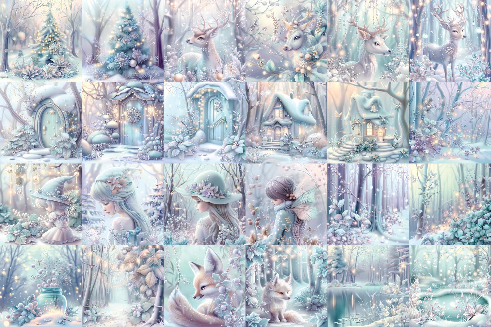 Enchanted Winter Forest Printable Digital Paper Downloads for ...