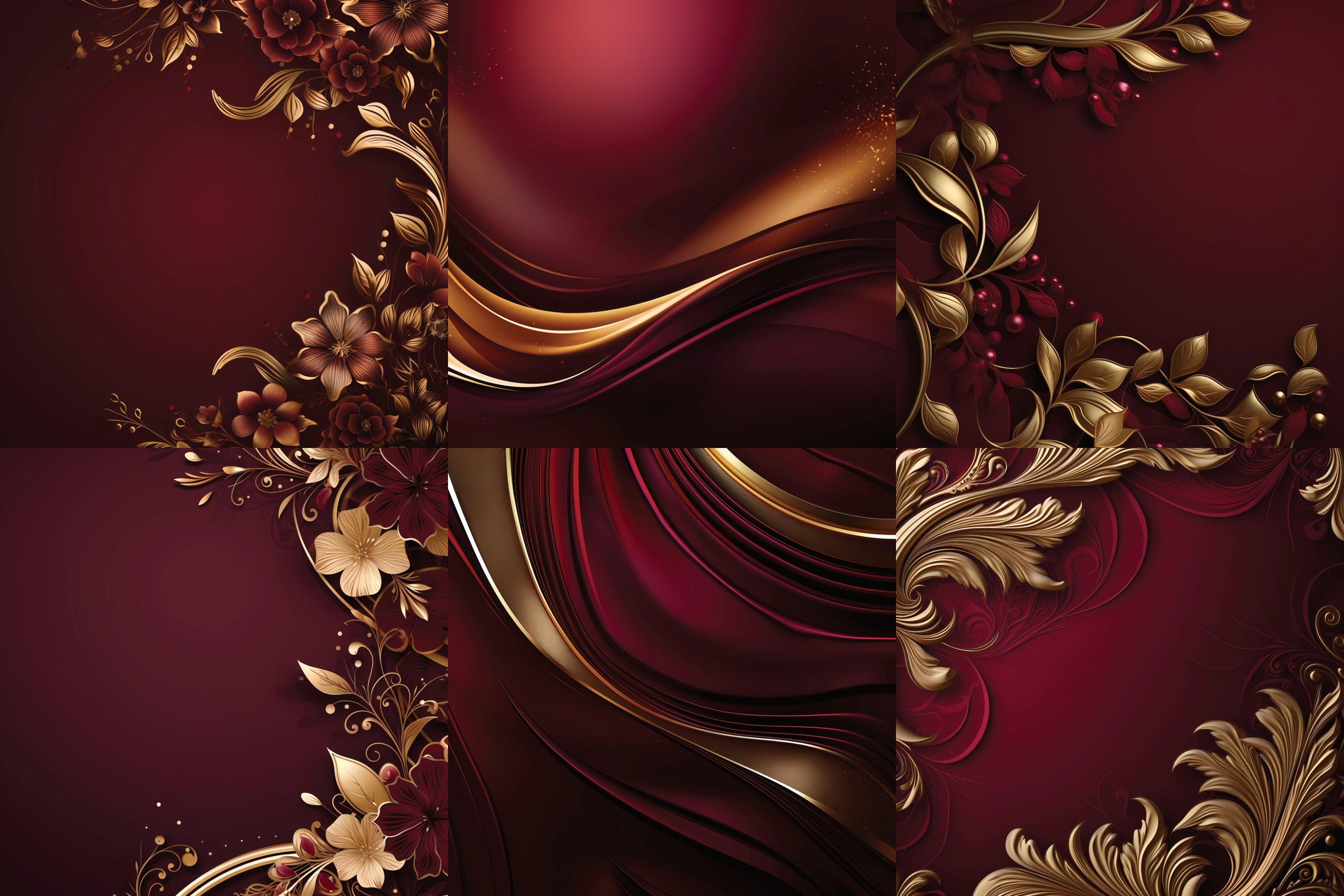 Burgundy Gold Digital Paper: 50 Opulent Textures (PNG, 3600x3600 Px) - Etsy