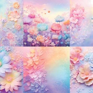 Dreamy Flowers Pastel Floral Printable Digital Papers for Scrapbooking ...