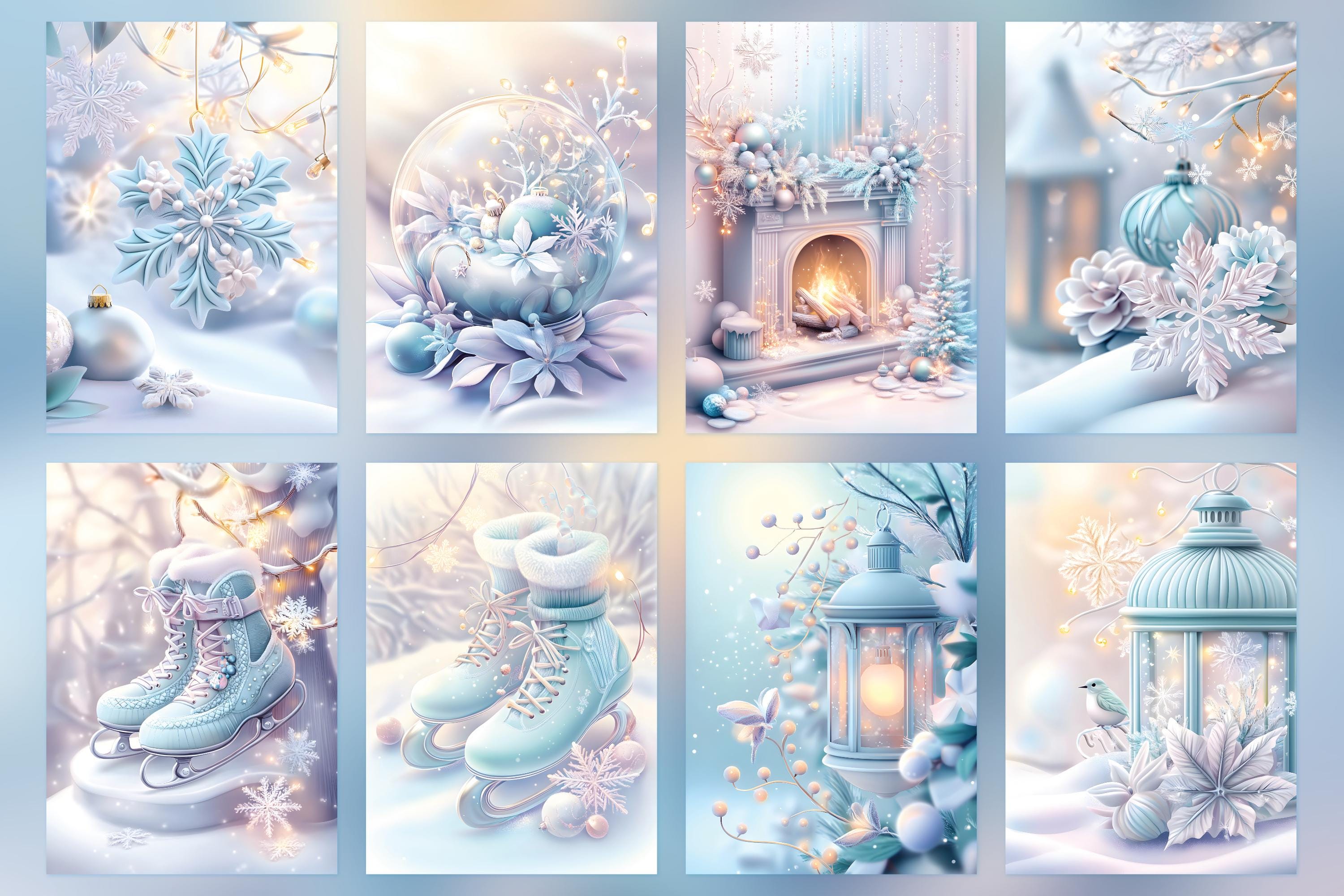 Light Blue Christmas Digital Paper: Winter Holiday Scrapbook & Crafts ...