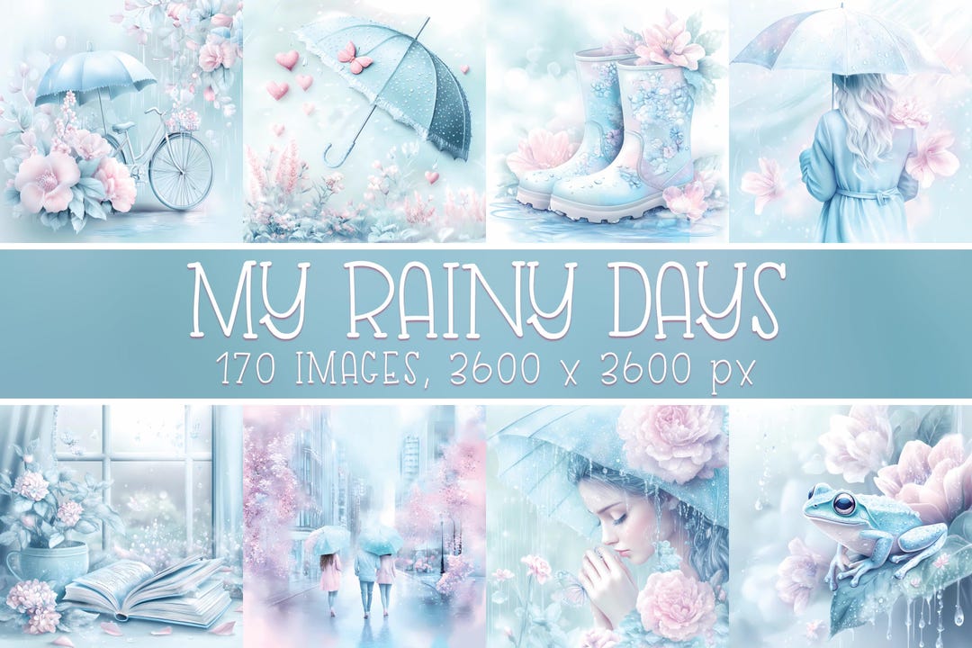 Rainy Day Scrapbook Kit | Digital Papers for Crafts & Junk Journals ...