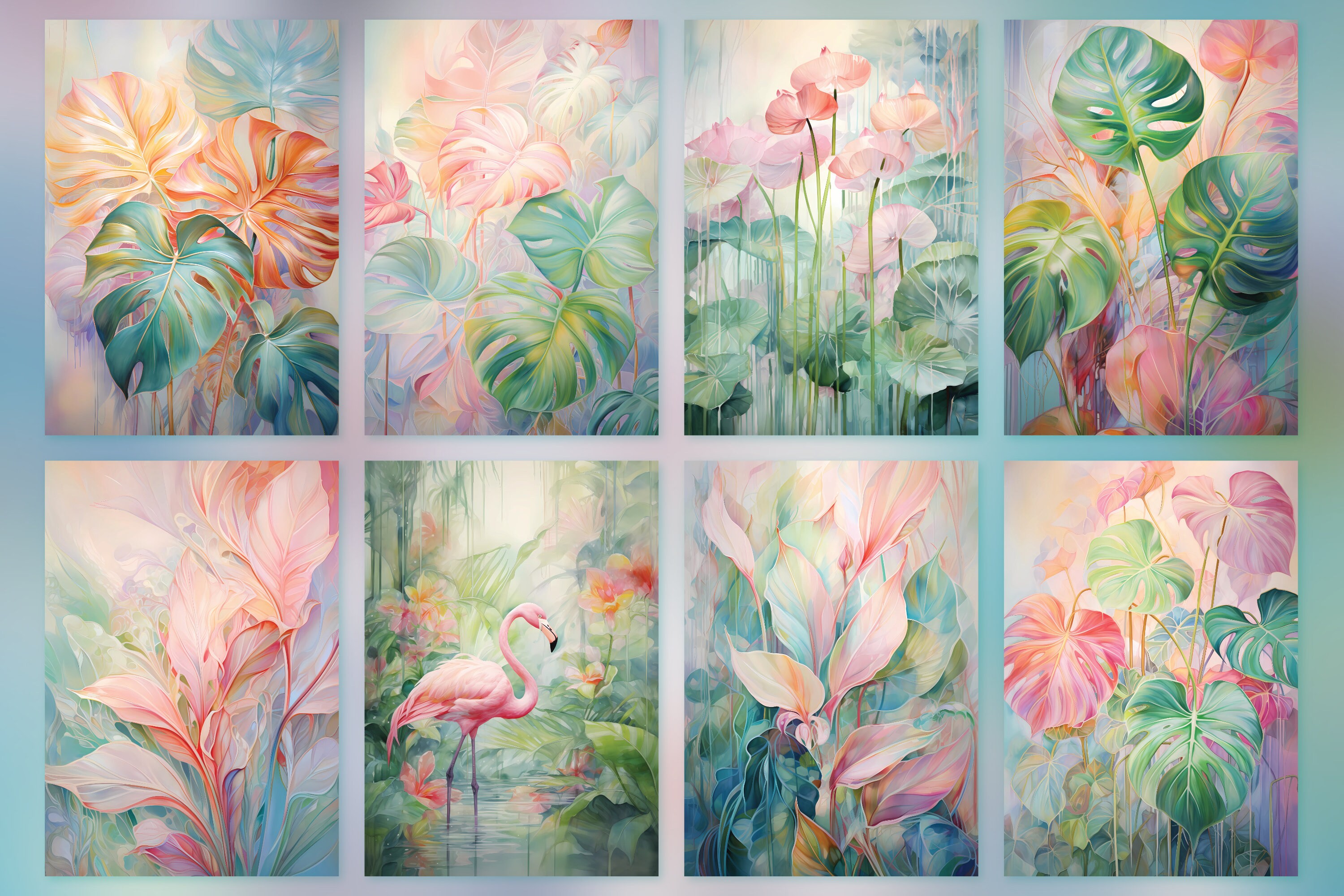 Tropical Paradise Printable Digital Papers. A4 Size, Single and Double ...